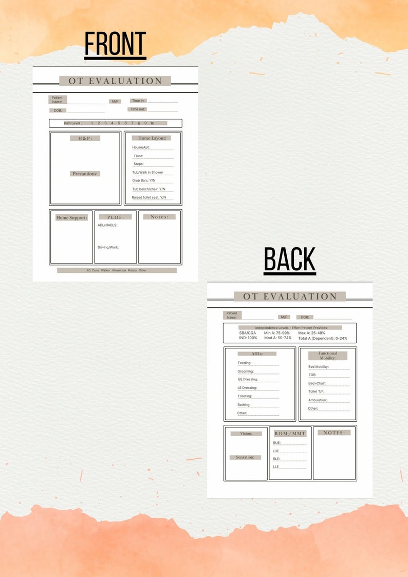 Occupational Therapy Patient Eval Form, Evaluation, Notes, OT Student ...