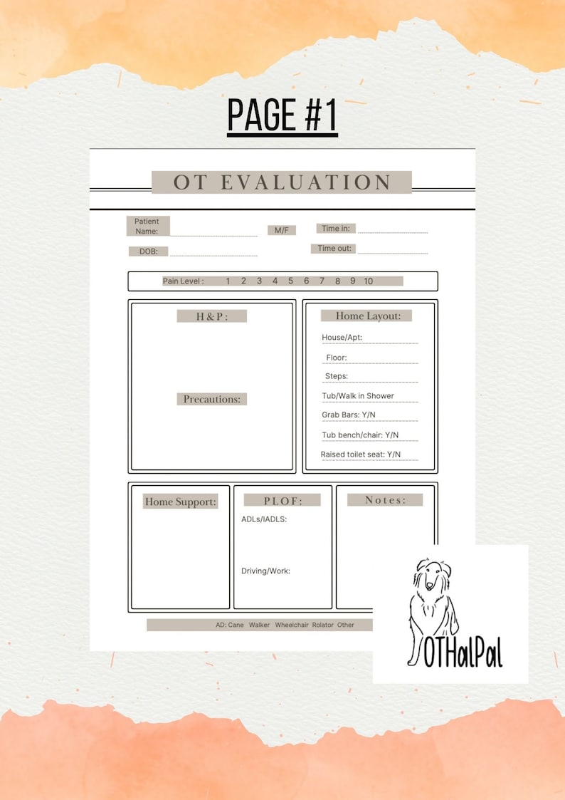 Occupational Therapy Evaluation Form (2-page PDF) | OT Patient ...