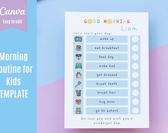 Morning Routine for Kids, Ready for School Routine Chart, Printable ...