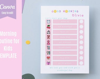 Morning Routine for Kids, Ready for School Routine Chart, Printable ...
