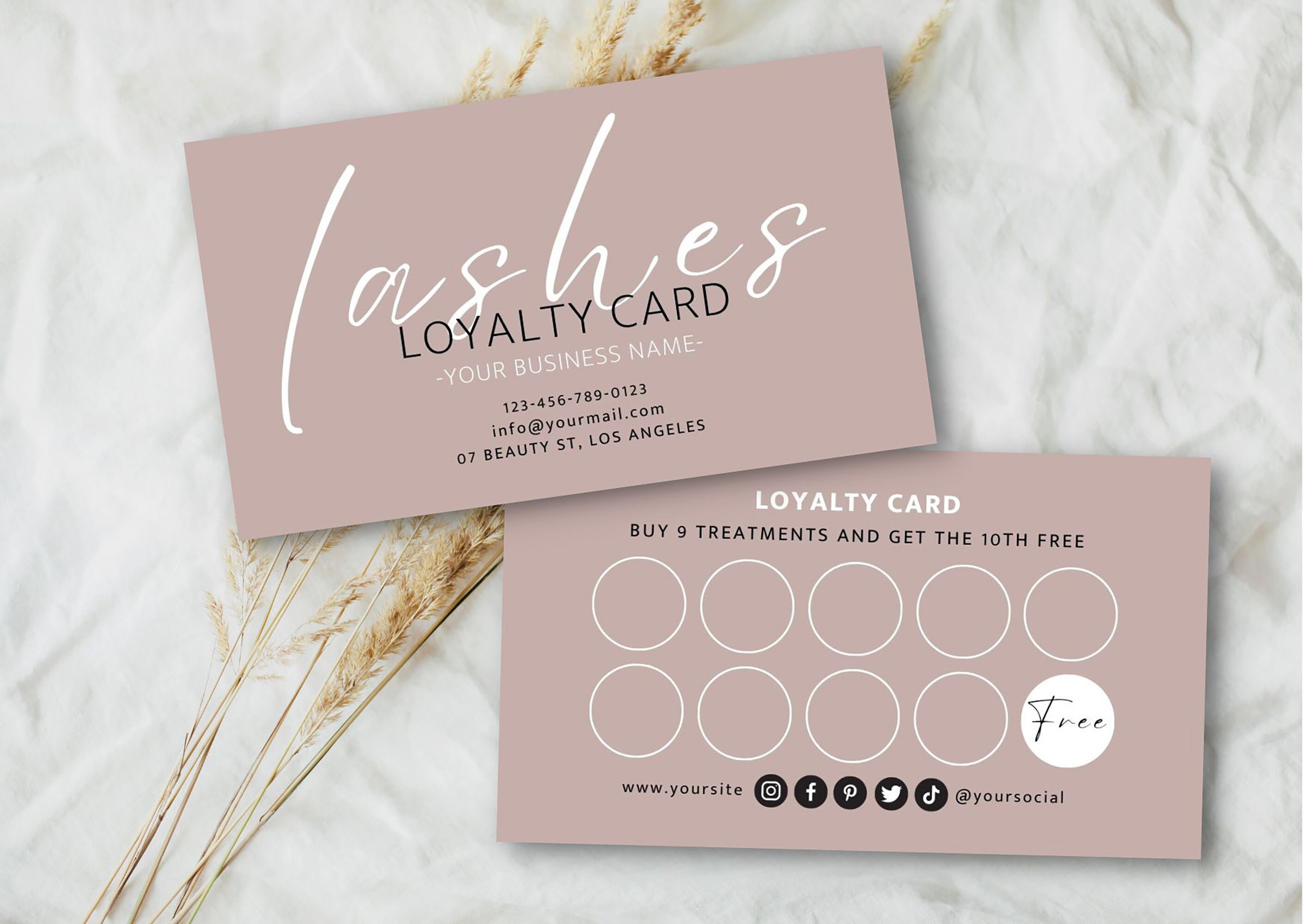 Lashes Loyalty Card Template, Printable Lash Tech Loyalty Card, Beauty ...