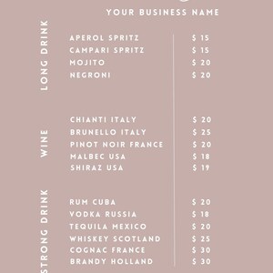 Printable Boho Bar Menu Sign Template, Drink Menu Sign, Wedding Bar ...