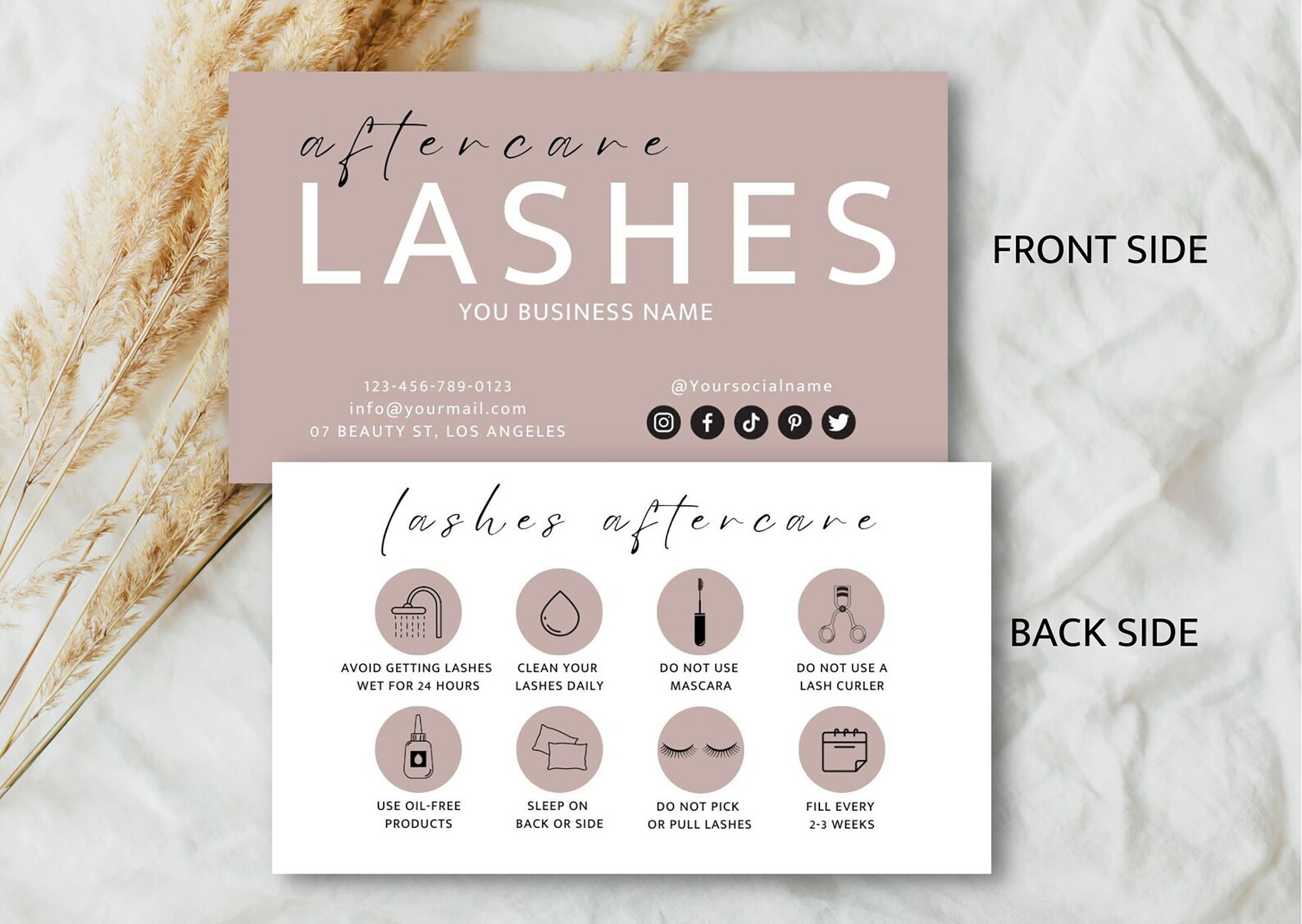 Boho Lash Aftercare Card Template, Lash Care Card, Lash Business Card ...