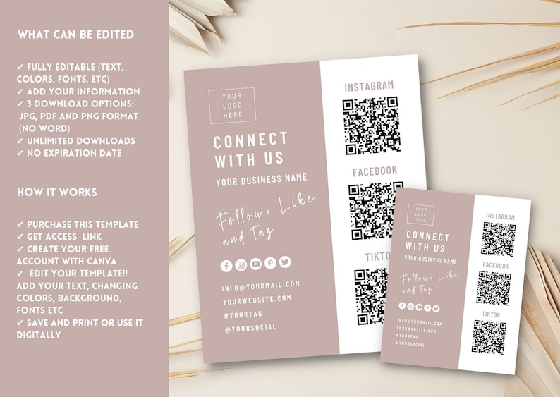 Editable Connect With Us Card, Follow Us on Social Media, Social Media ...