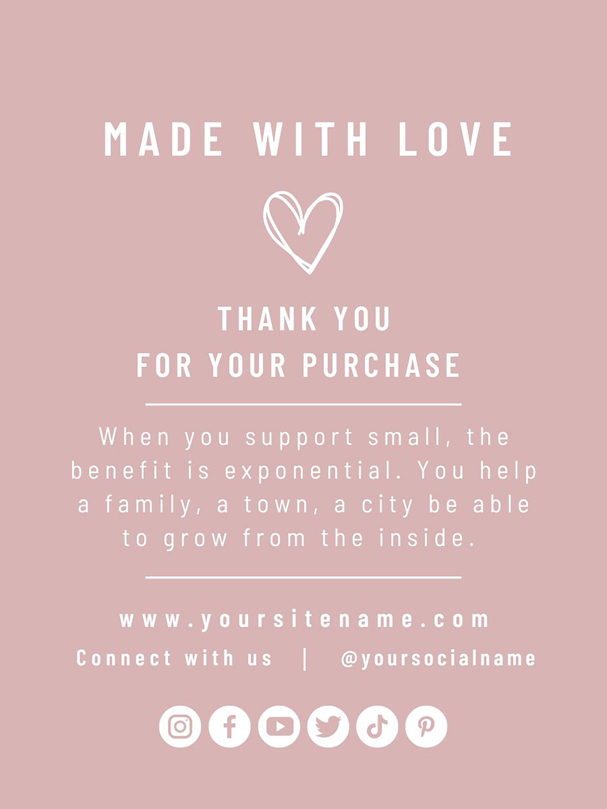 Thank You for Your Order Card, Small Business Printable Template ...