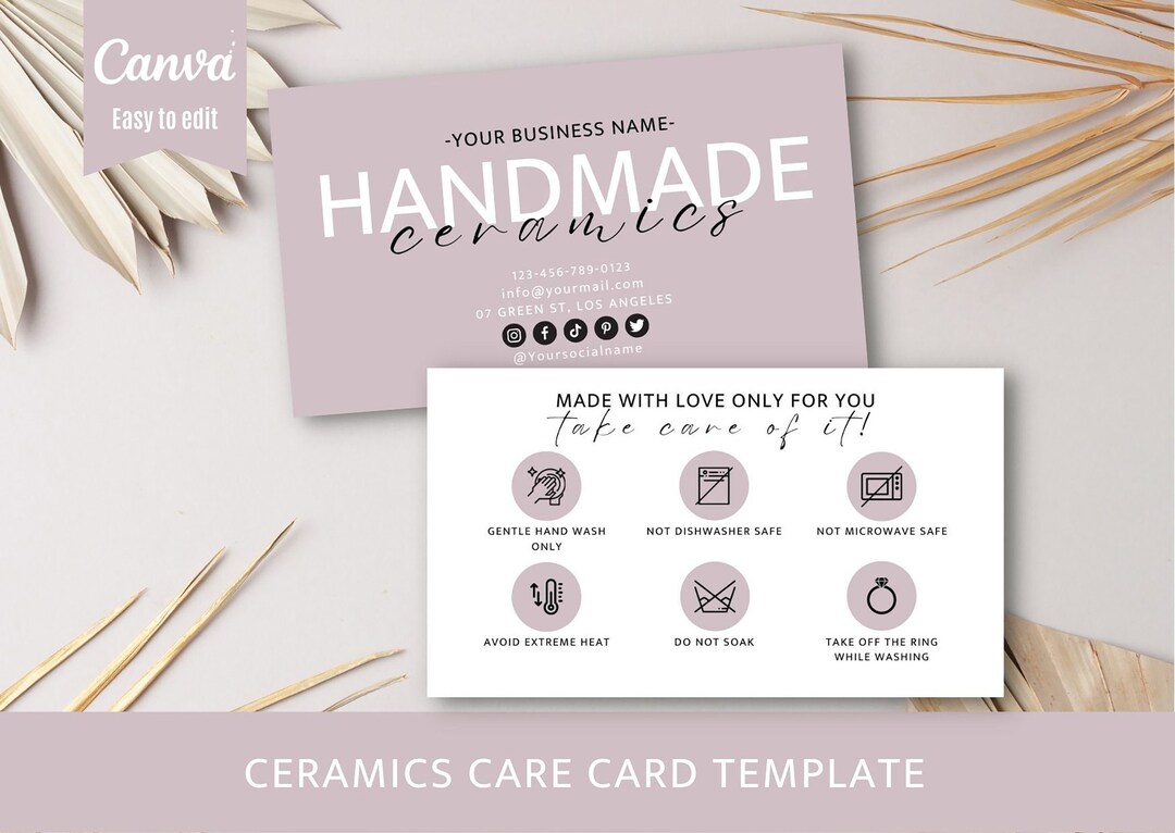 Cups Care Card Template, Cup Washing Care Instructions, Tumbler ...