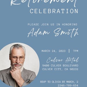 Man Retirement Party Invitation, Retirement Celebration Card With Photo ...