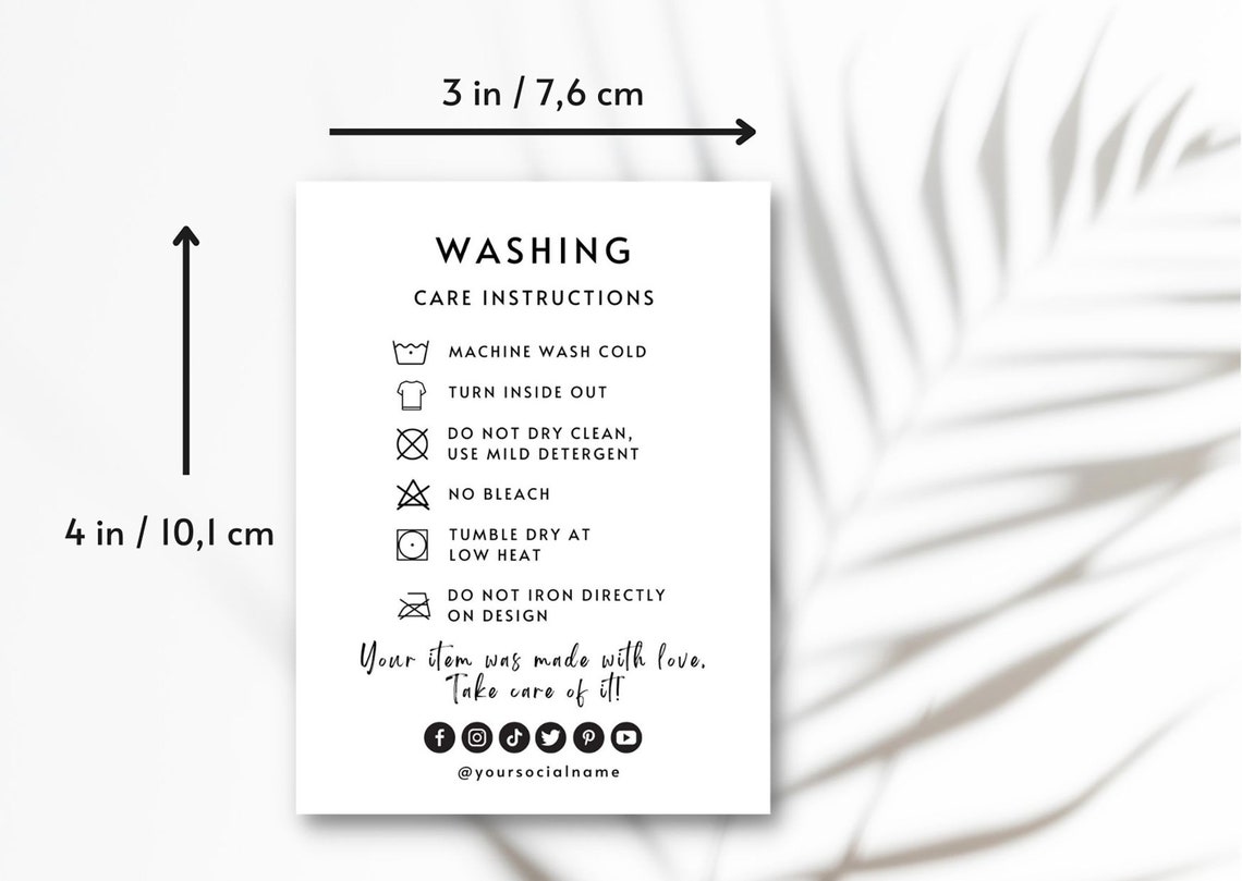Editable Washing Instructions Canva Template, Minimal Printable Apparel ...