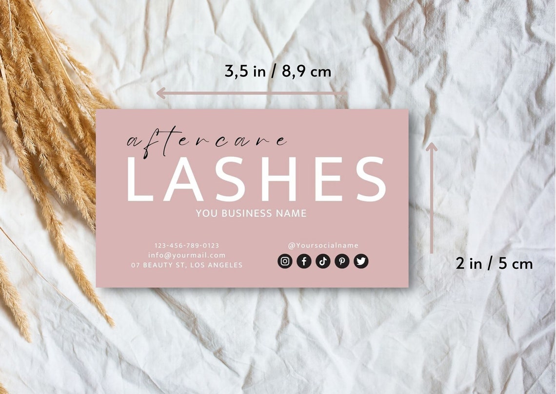 Boho Lash Aftercare Card Template, Lash Care Card, Lash Business Card ...