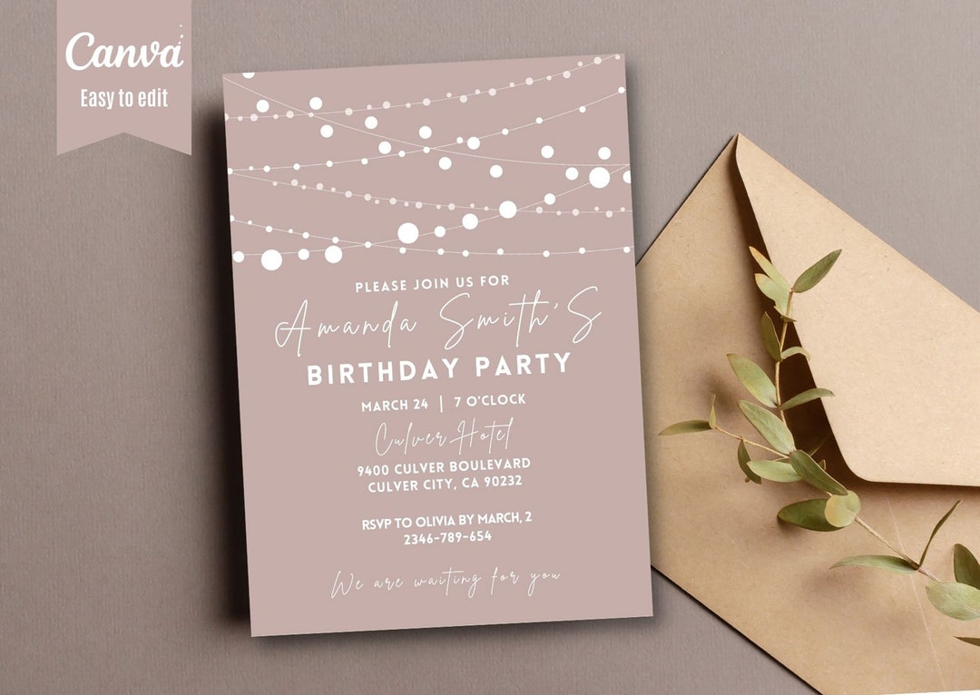 Boho Birthday Party Invitation Card, DIY Celebration Invite Canva ...