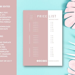 Lashes Price List Template Editable in Canva, Small Business Price List ...