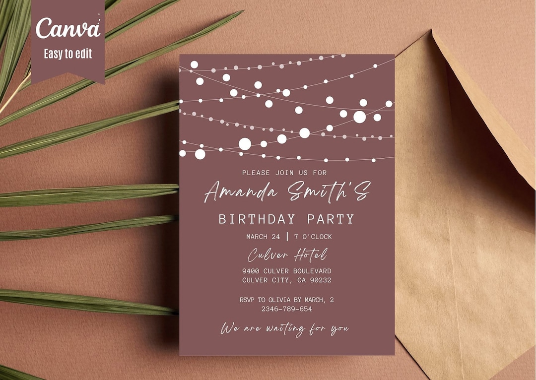 DIY Birthday Party Invitation Card, Celebration Invite Canva Template ...