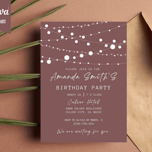 DIY Birthday Party Invitation Card, Celebration Invite Canva Template ...