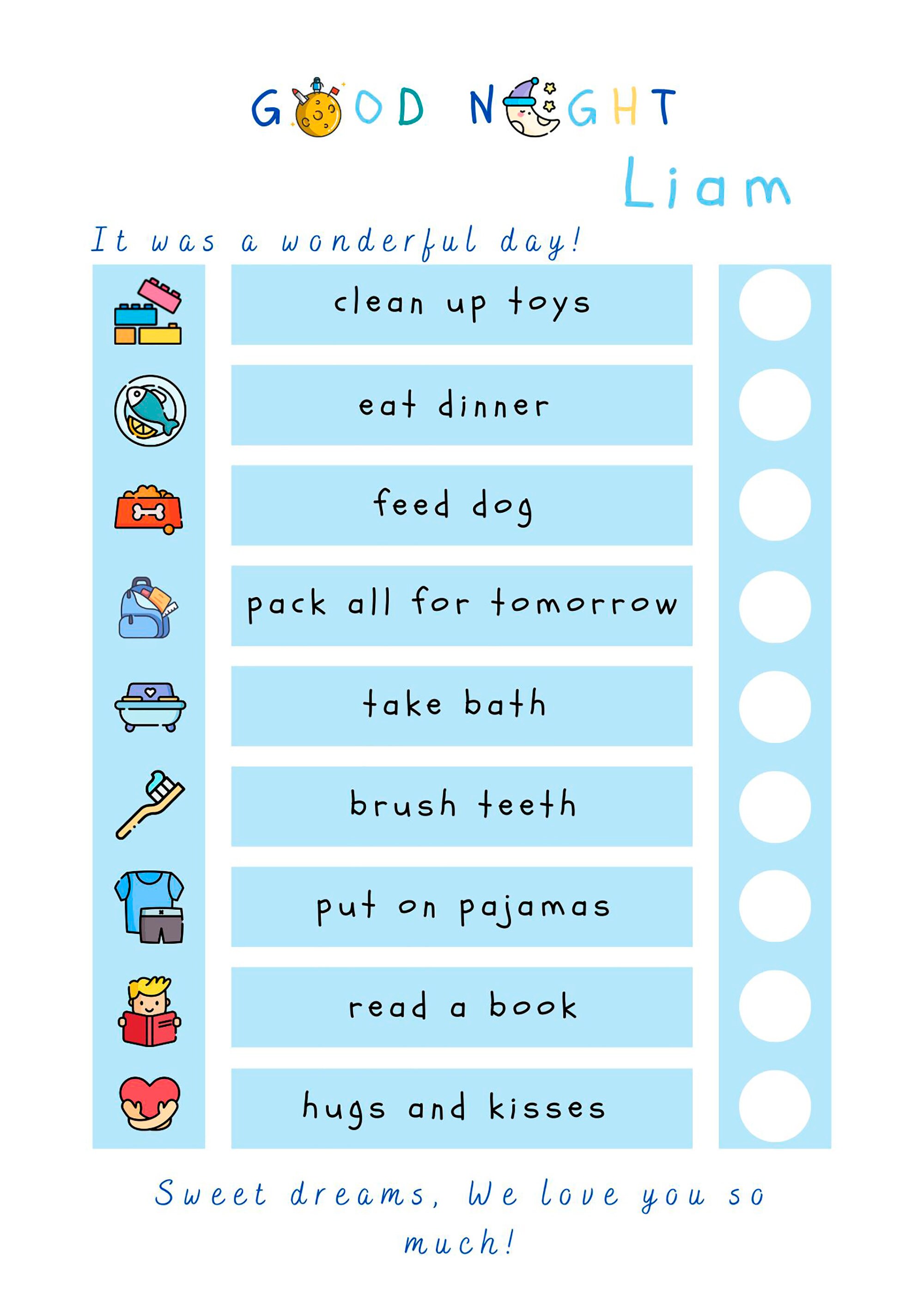 Daily Routine for Kids, Ready for School Routine Chart, Printable Tasks ...