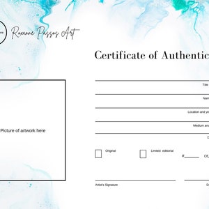 Certificate of Authenticity Editable in Canva, Template for Original ...