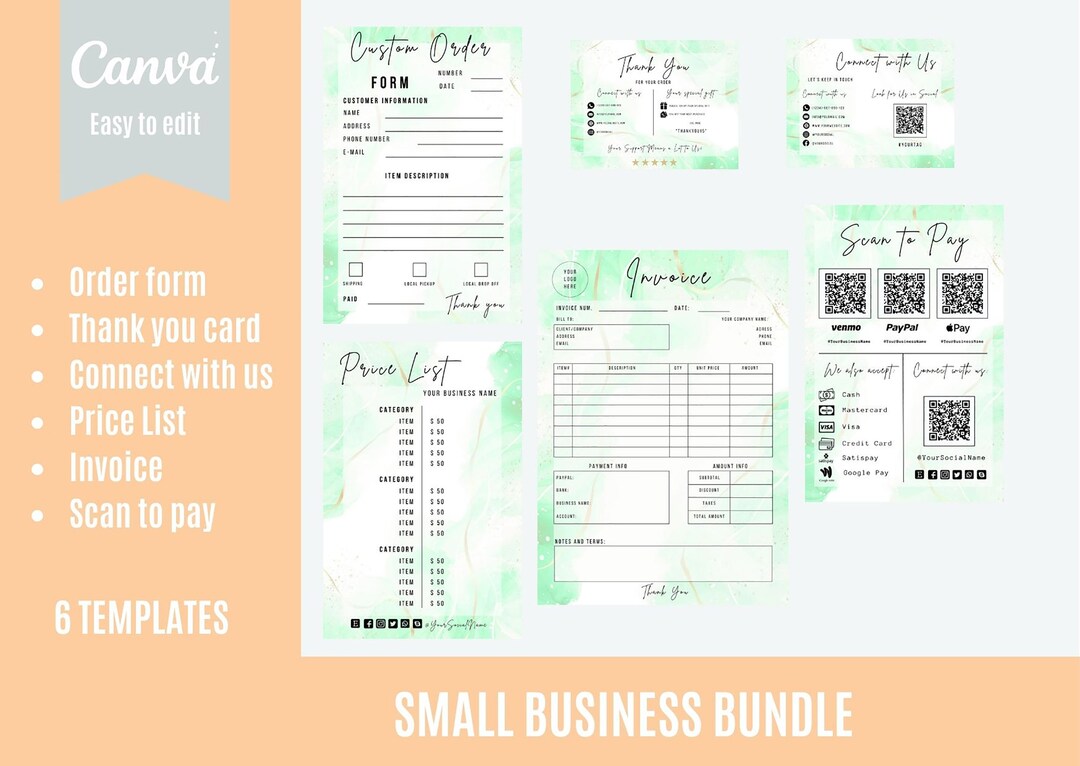 Small Business Bundle, Craft Show Bundle 6 Templates, Order Form, Price ...