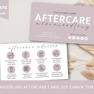 Microneedling Aftercare Card Template, Aftercare Card Editable Canva ...