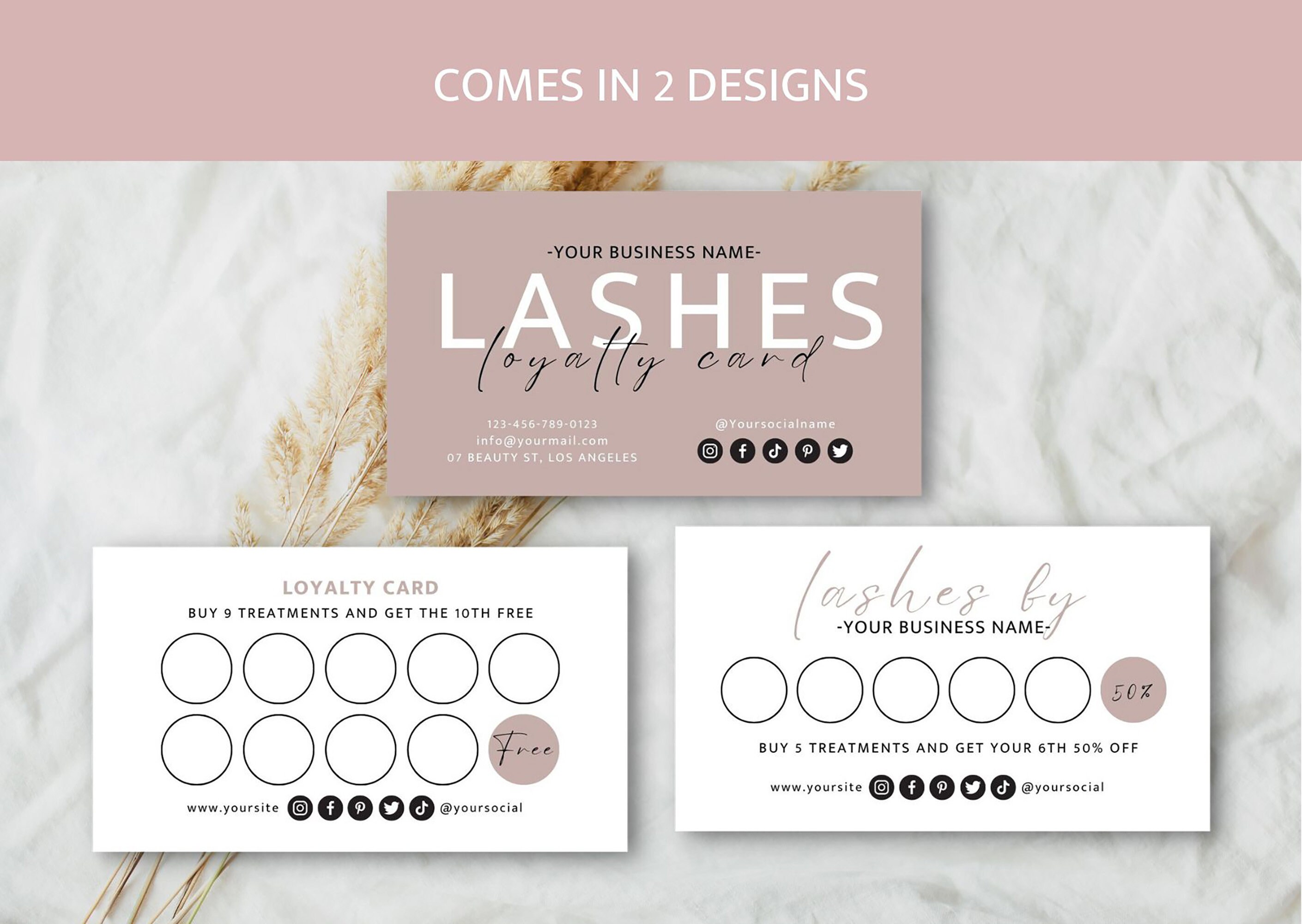 Lashes Loyalty Card Template, Printable Lash Tech Loyalty Card, Beauty ...