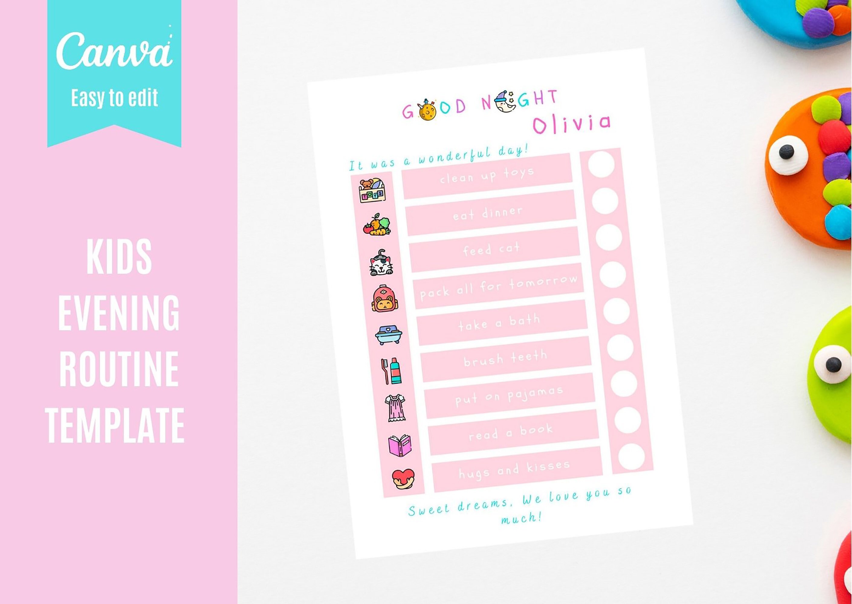 Evening Routine for Kids, Ready for Bed Routine Chart, Printable Tasks ...