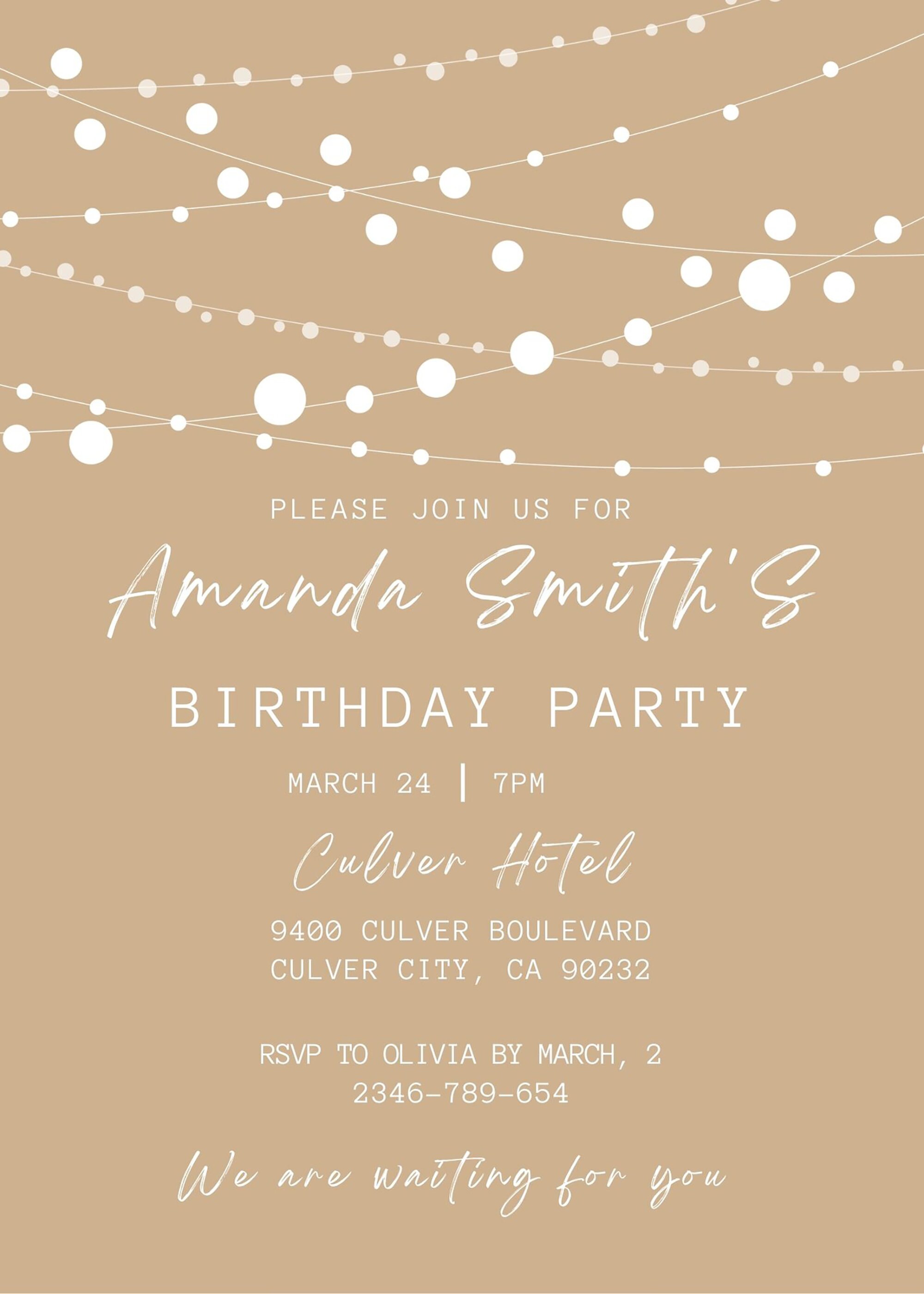 Boho Birthday Party Invitation Card, Celebration Invite Canva Template ...
