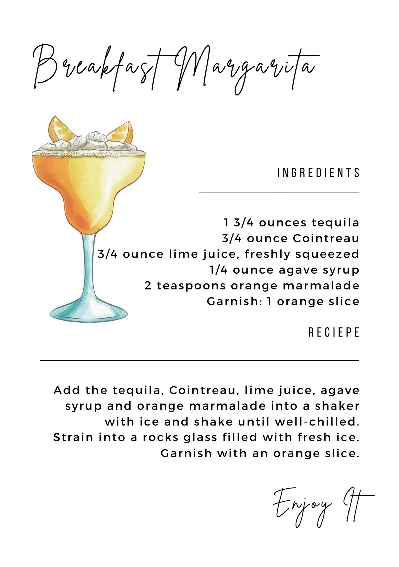 Cocktail Recipe Card Template Canva, Drink Recipe Cards Printable ...