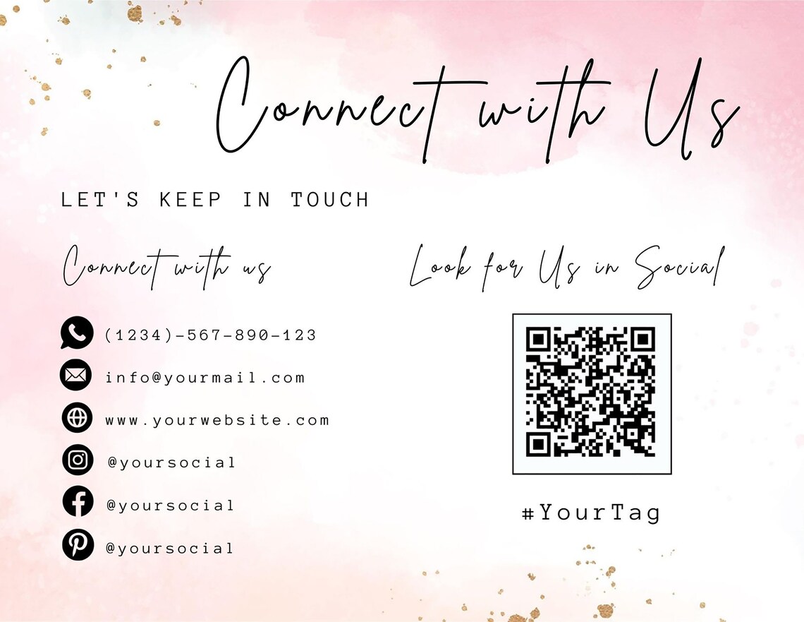 Editable Connect With Us Template, Social Media Sign, Follow Us on ...