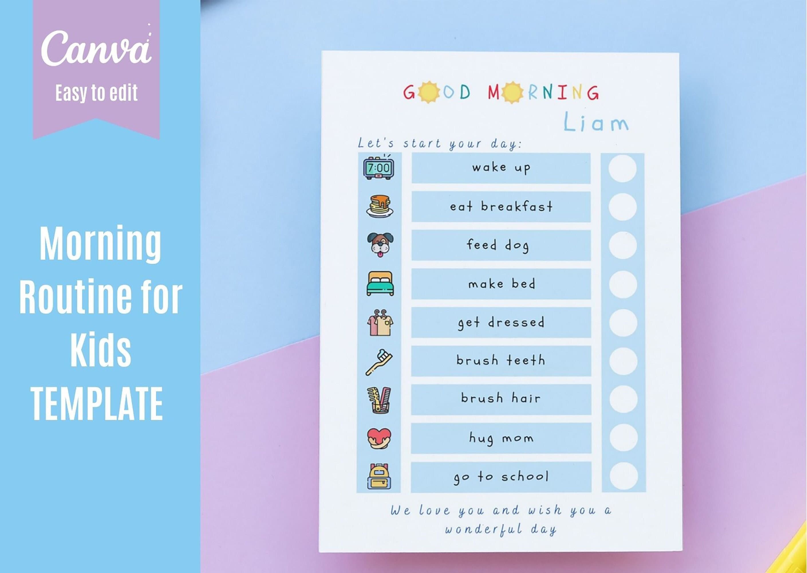 Morning Routine for Kids, Ready for School Routine Chart, Printable ...