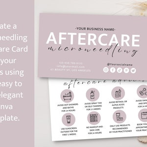 Microneedling Aftercare Card Template, Aftercare Card Editable Canva ...