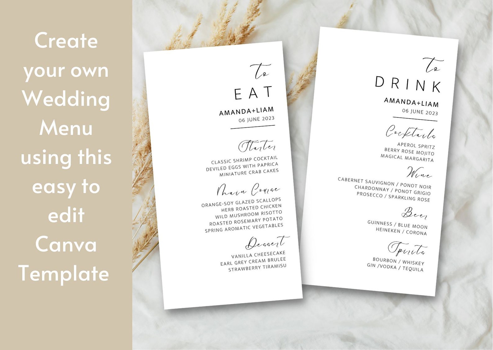 Elegant Wedding Menu, Download Modern Wedding Menu, Simple Bar Menu ...