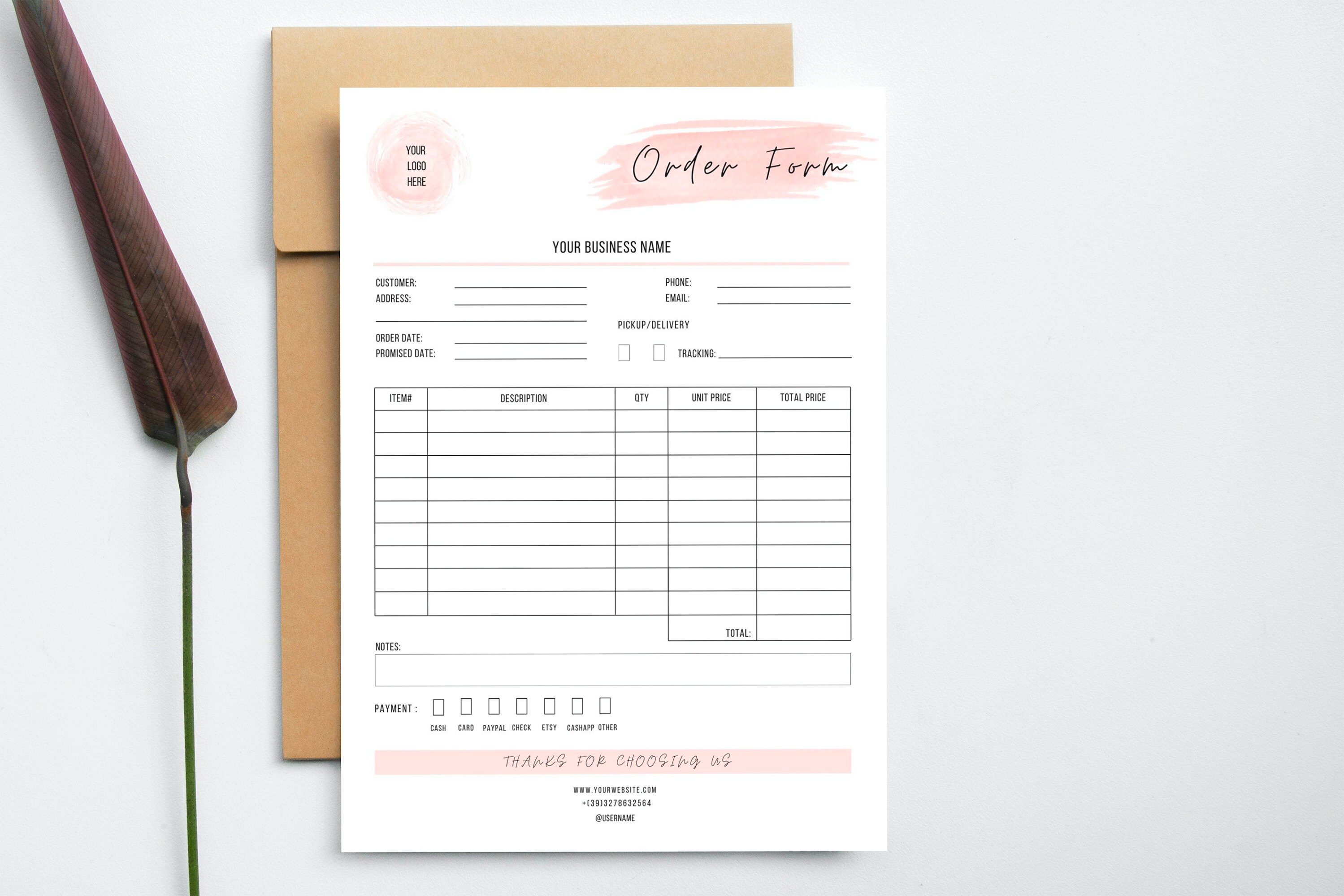 Order Form Template Editable on Canva, Printable Small Business Order ...