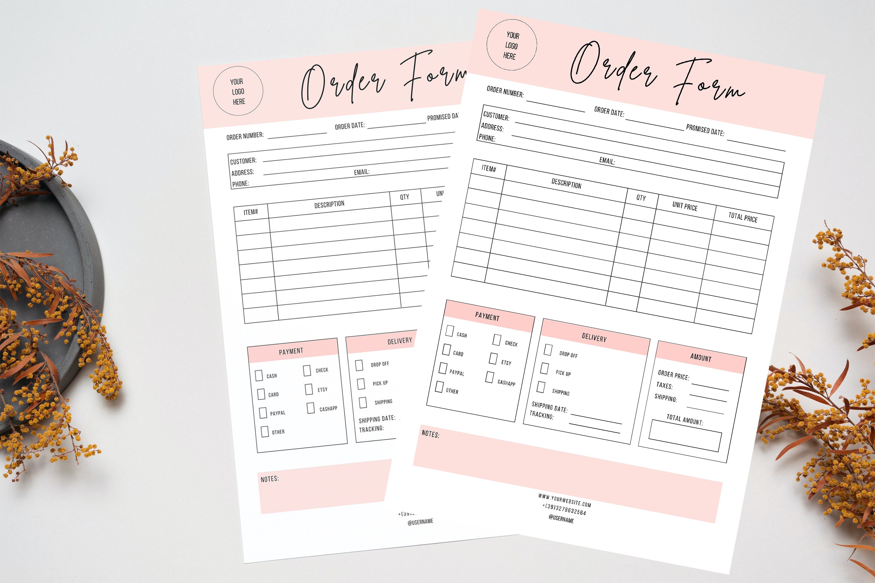 Small Business Order Form Template Editable on Canva, Printable Order ...