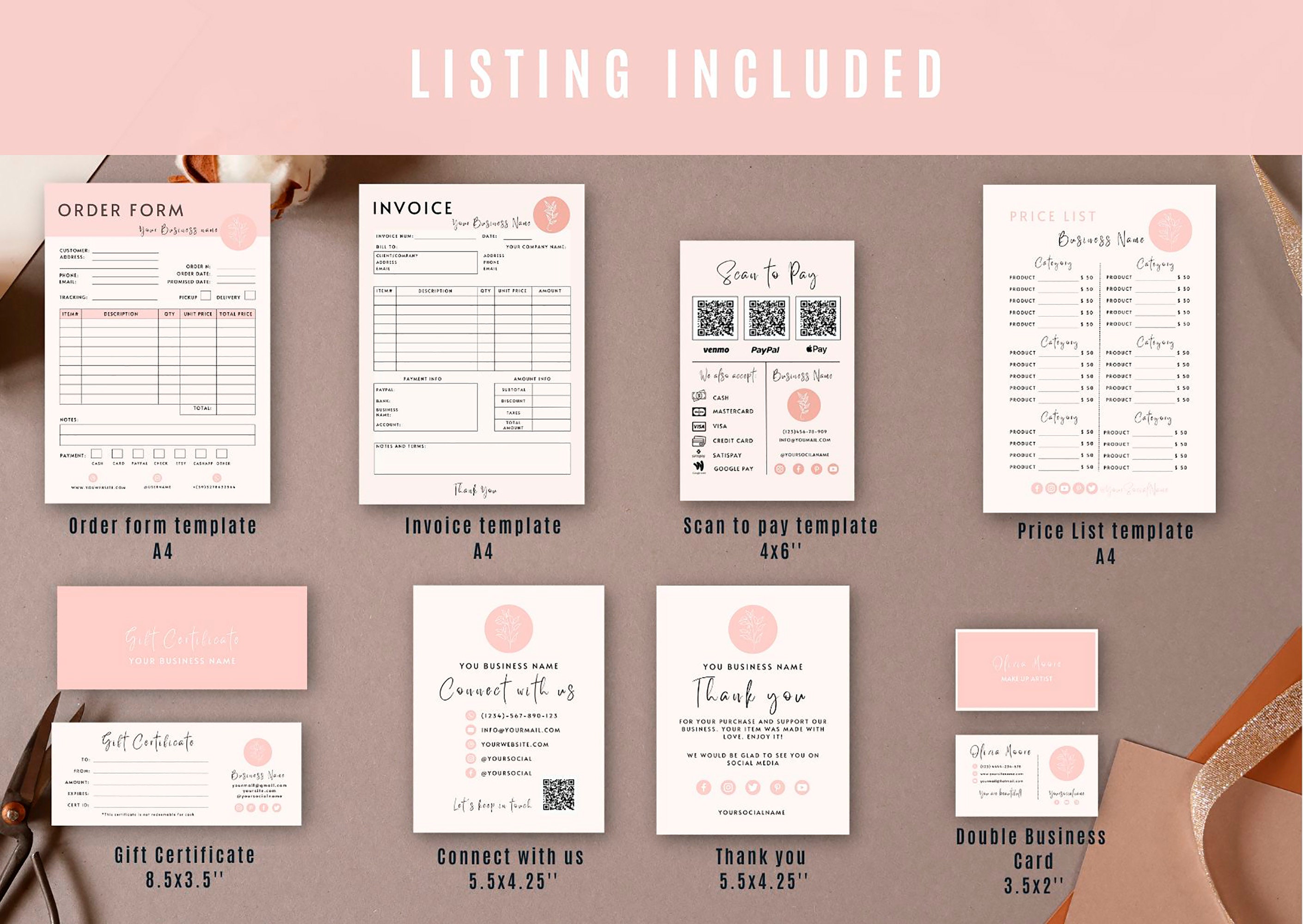 Craft Show Business Bundle Canva Template, Pink Order Form, Price List ...