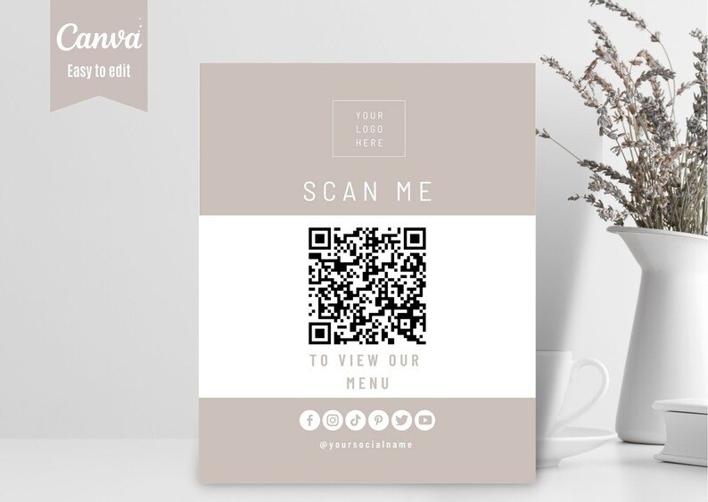 Scan to View Our Menu Sign Template, Menu QR Code Sign, Modern Menu QR ...