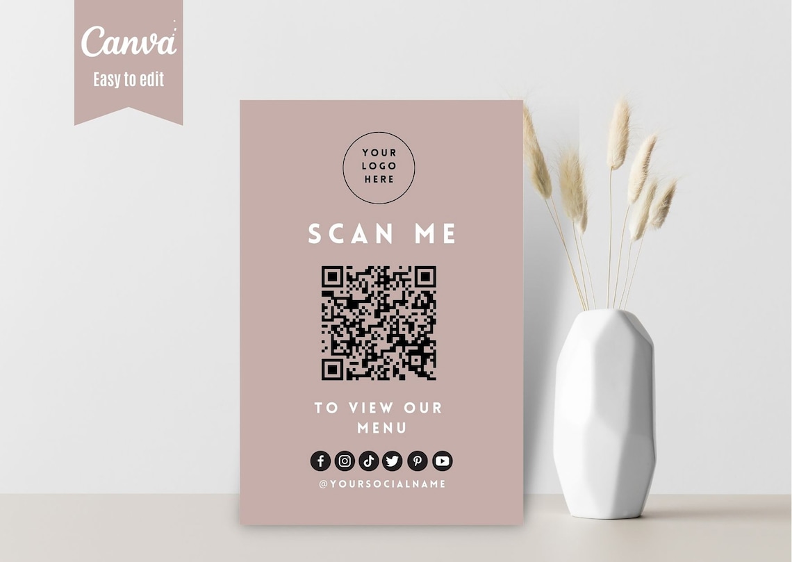 Scan to View Our Menu Sign, Menu QR Code Sign, Modern Menu QR Code ...