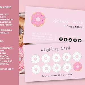Loyalty Card Template, Bakery Business Customer Loyalty Cards, DIY ...