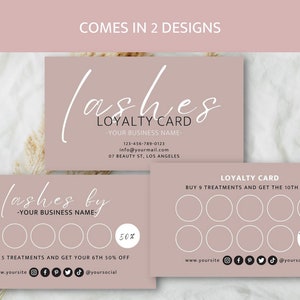 Lashes Loyalty Card Template, Printable Lash Tech Loyalty Card, Beauty ...