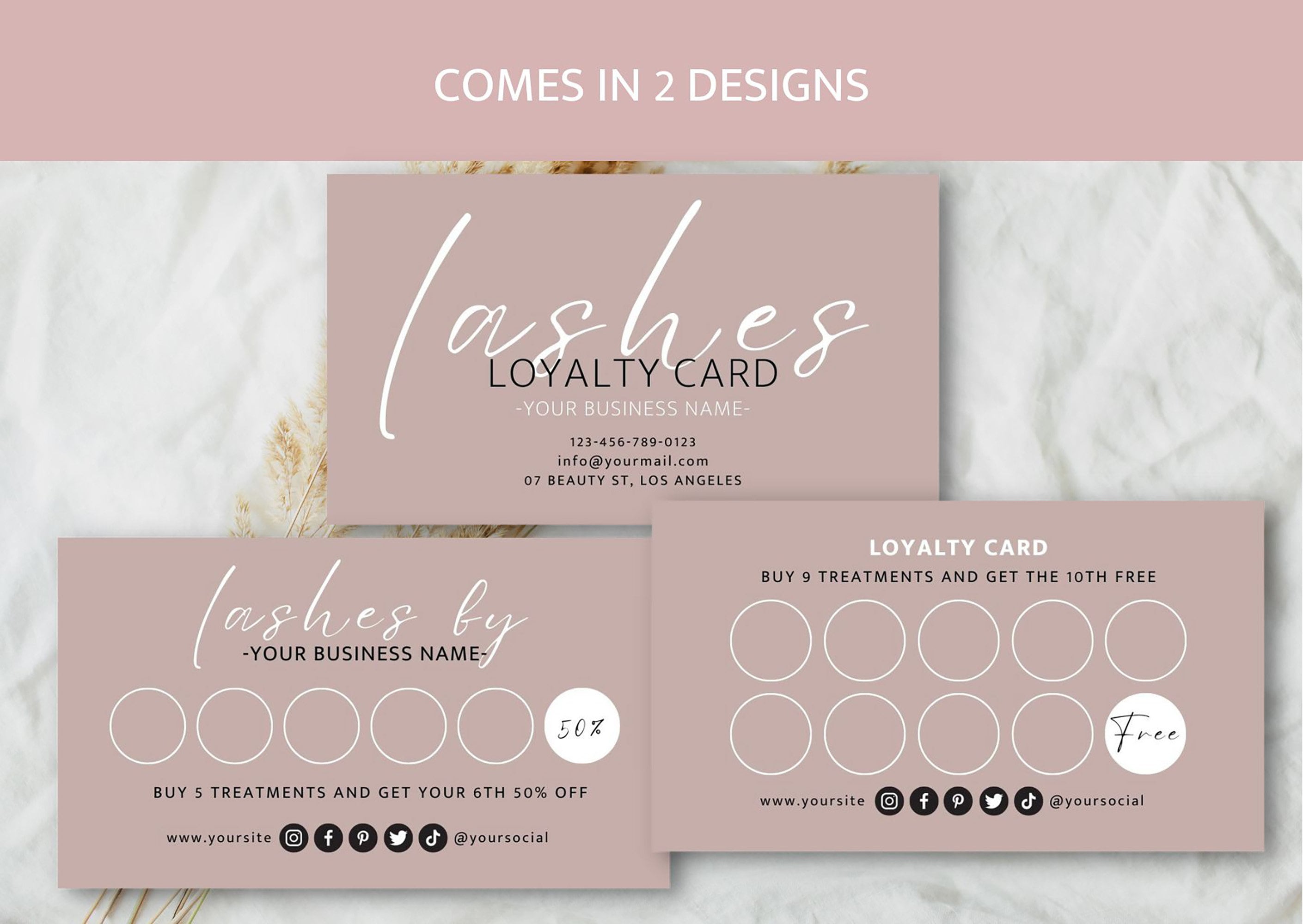 Lashes Loyalty Card Template, Printable Lash Tech Loyalty Card, Beauty ...