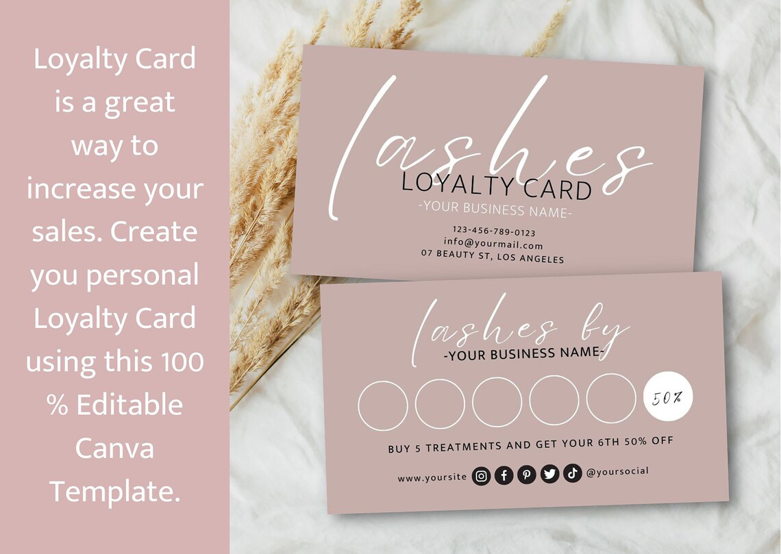 Lashes Loyalty Card Template, Printable Lash Tech Loyalty Card, Beauty ...