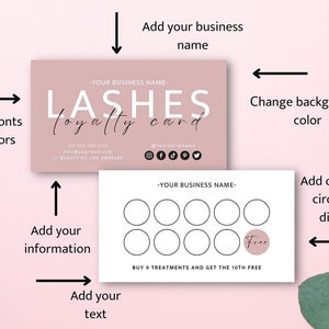 Lashes Loyalty Card Template, Printable Lash Tech Loyalty Card, Beauty ...