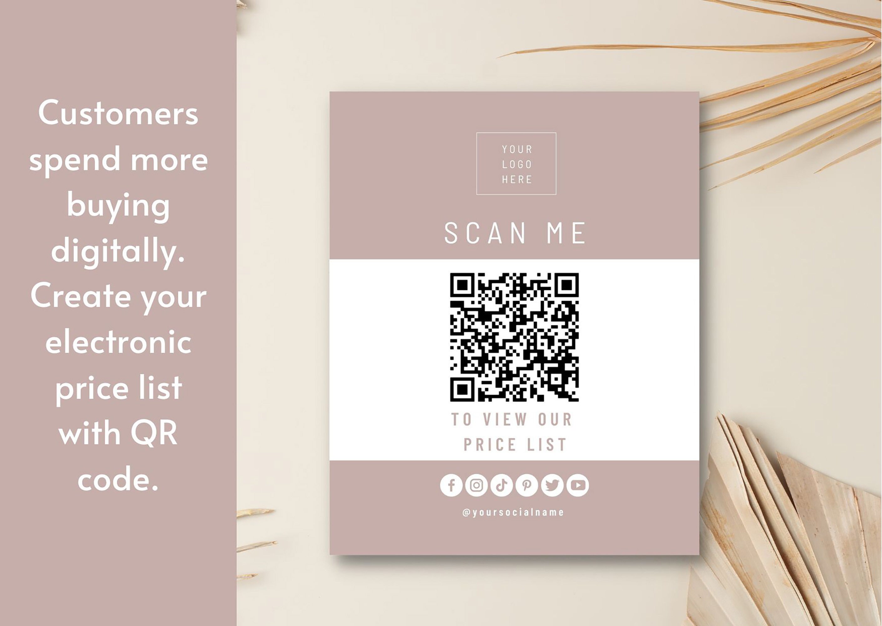 Scan to View Our Price List, Menu QR Code Sign, Modern QR Code Sign, Scan to Order, Elegant ...
