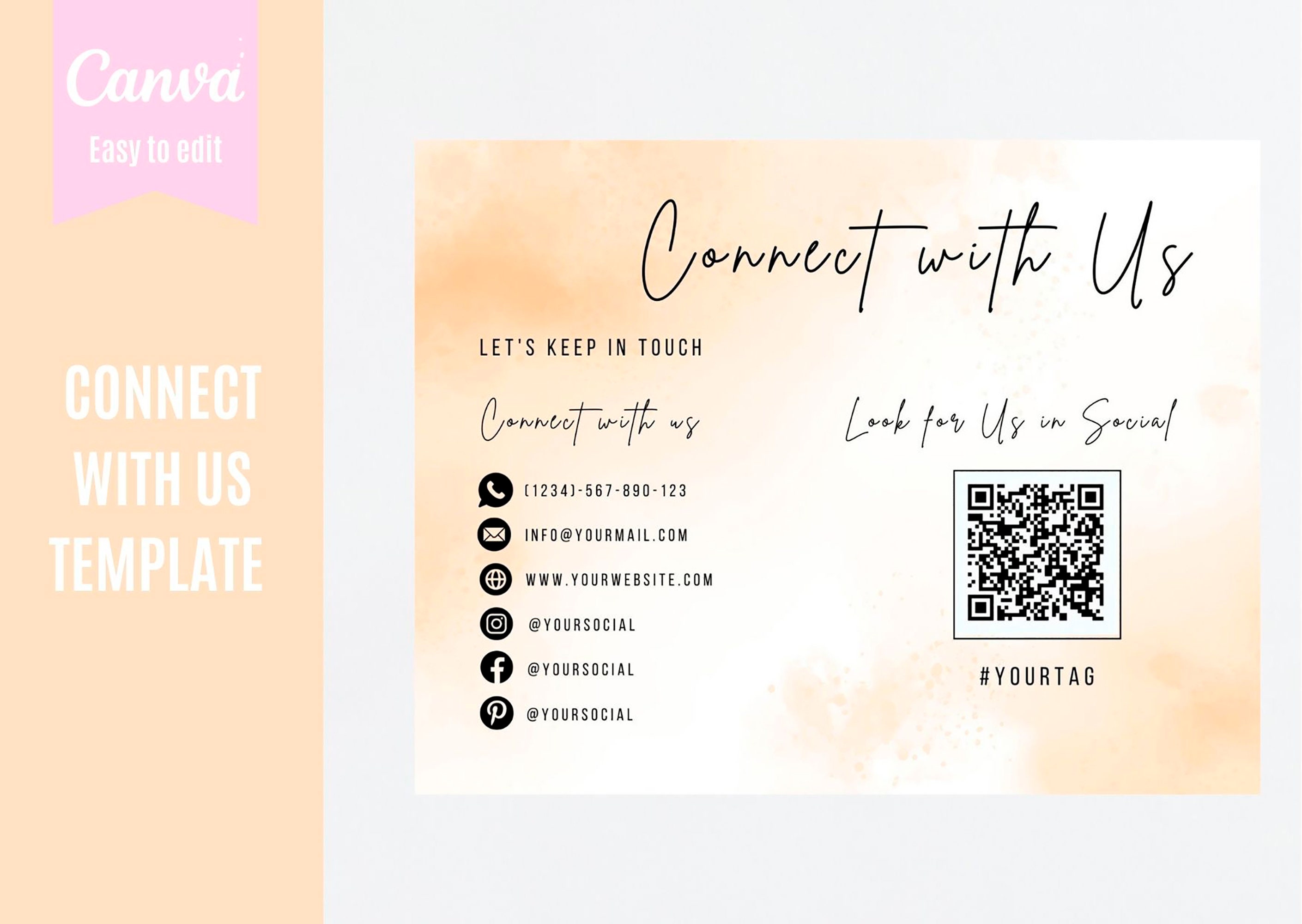 Connect With Us Template, Social Media Sign, Follow Us on Social Media ...
