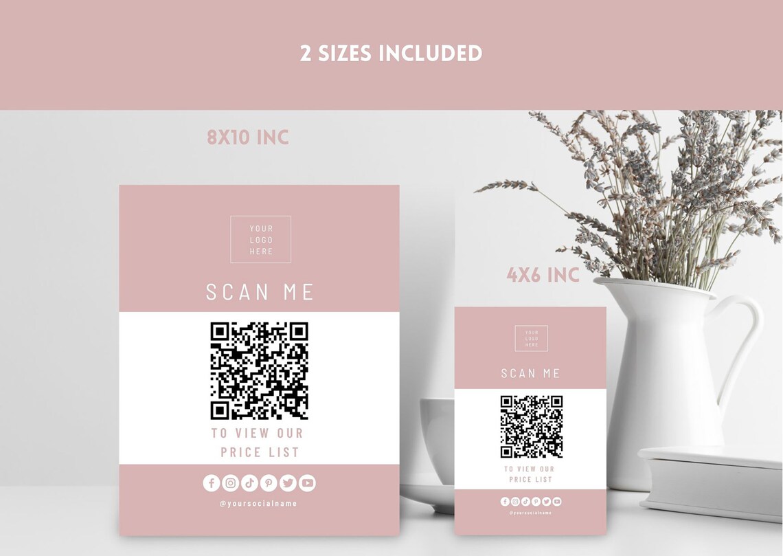 Scan to View Our Price List Sign, Menu QR Code Sign, Pink Price QR Code ...