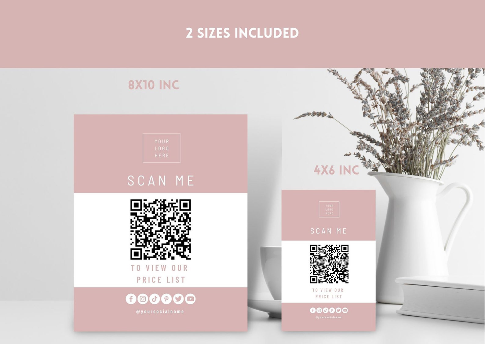 Scan to View Our Price List Sign, Menu QR Code Sign, Pink Price QR Code ...
