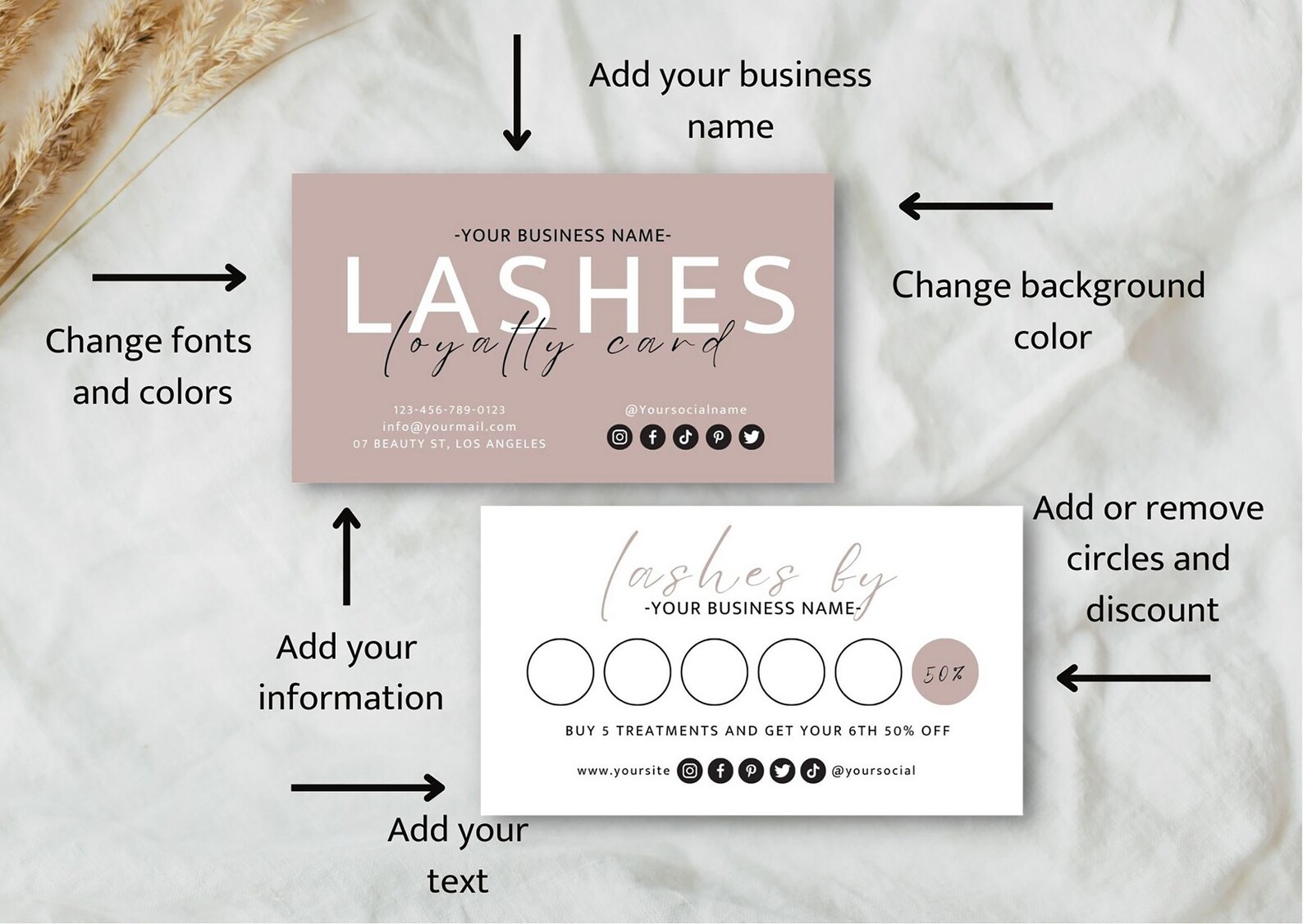 Lashes Loyalty Card Template, Printable Lash Tech Loyalty Card, Beauty ...