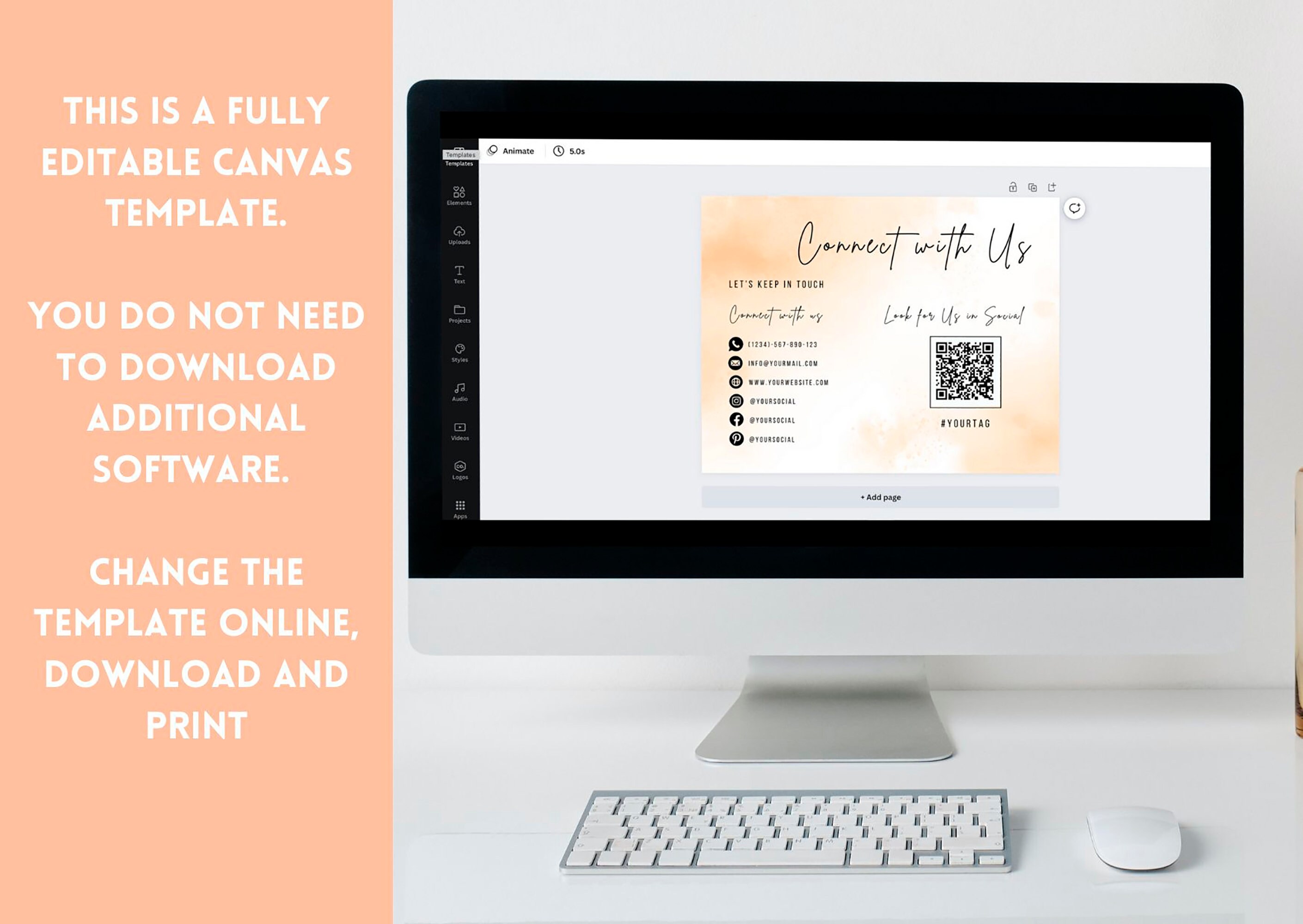 Connect With Us Template, Social Media Sign, Follow Us on Social Media ...