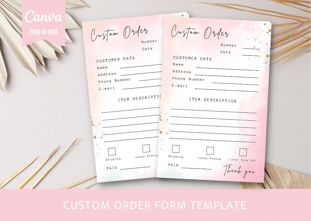 Custom Order Form, Order Form Template, Custom Order Editable Canva ...