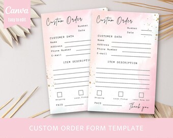 Custom Order Form, Order Form Template, Editable Order Form, Custom ...