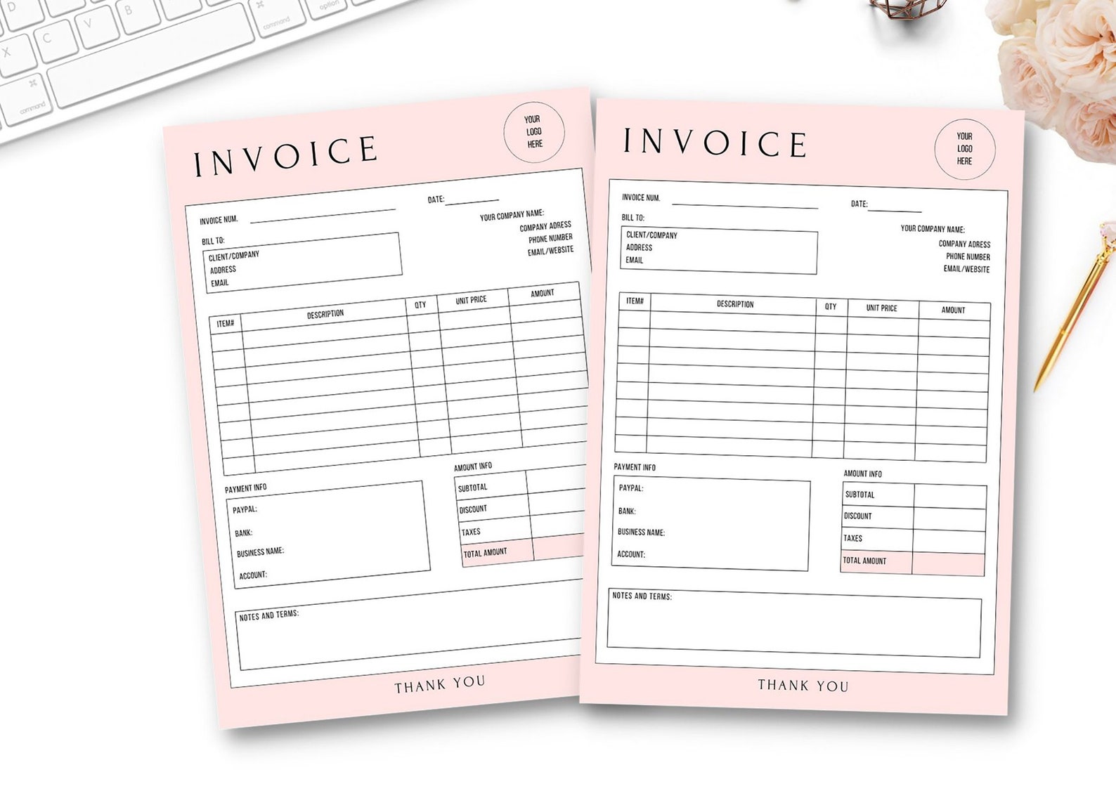 Invoice Template for Small Business, Editable Custom Order Form ...