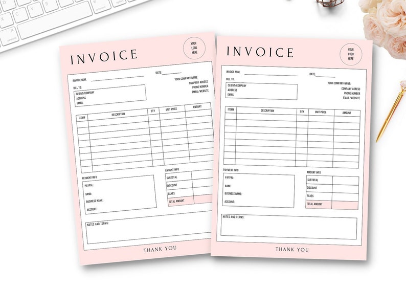 Invoice Template for Small Business, Editable Custom Order Form ...