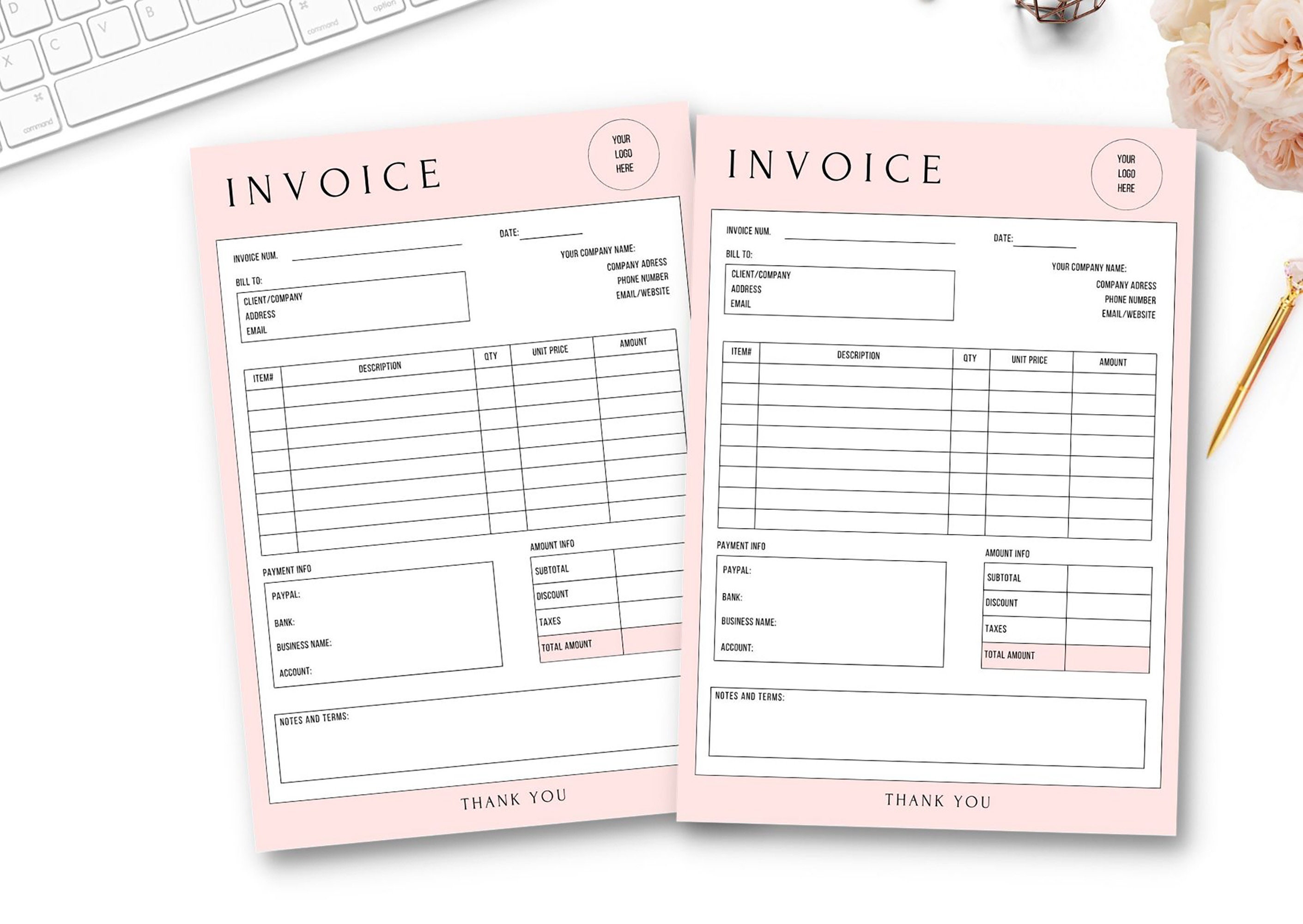 Invoice Template for Small Business, Editable Custom Order Form ...
